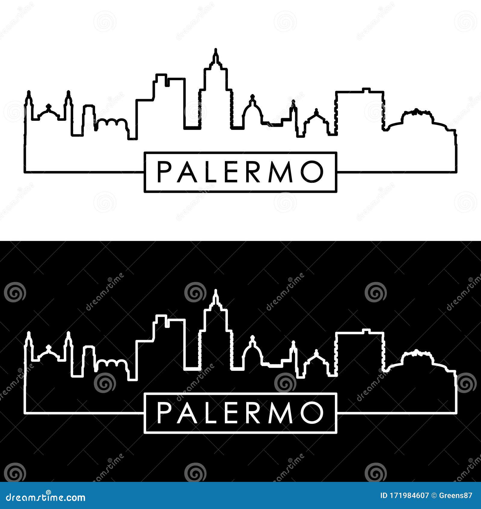Palermo Skyline. Linear Style Stock Vector - Illustration of ...