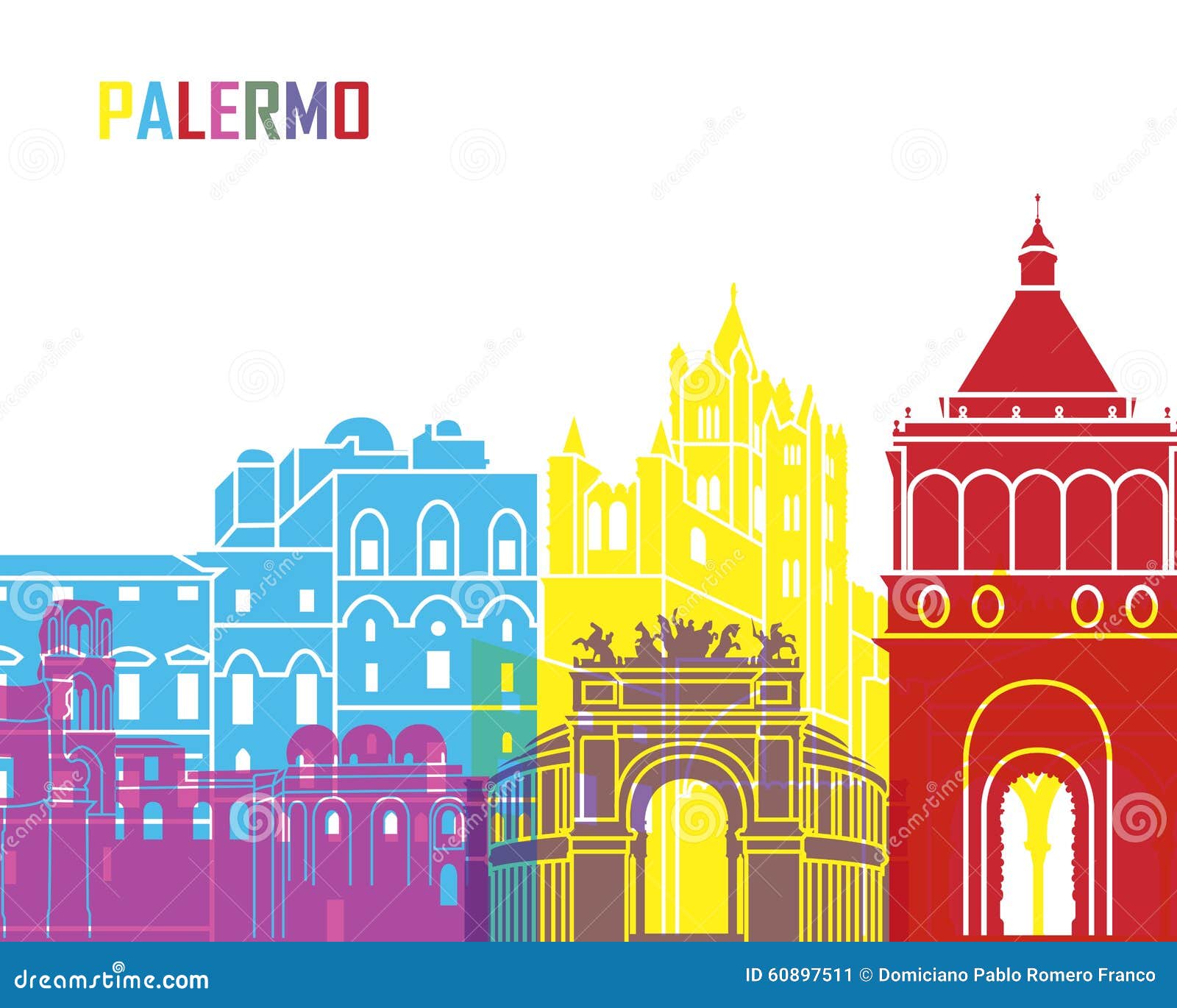 Palermo skyline pop stock vector. Illustration of vector - 60897511