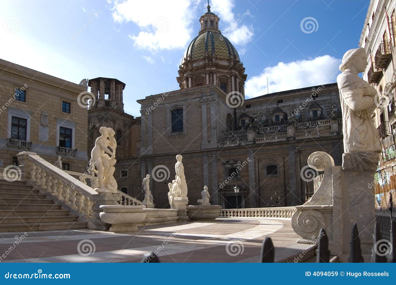 Palermo Square with Fountain Stock Image - Image of stairs, italy: 4094059