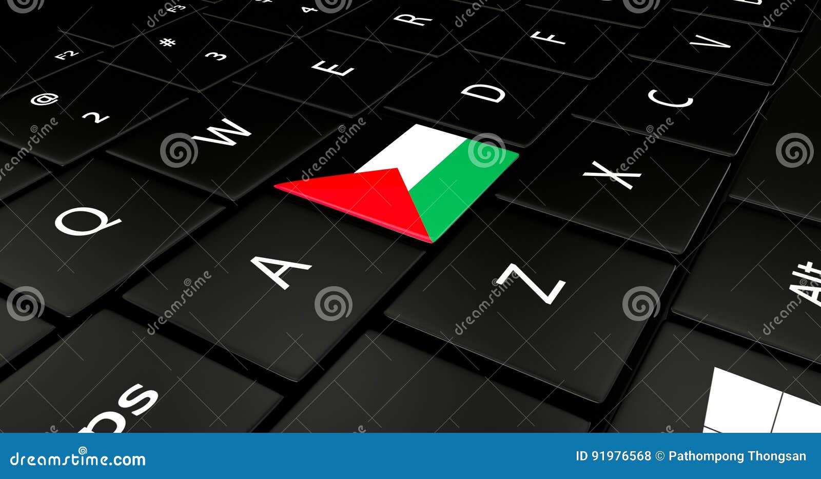 Palestine Flag Button on Laptop Keyboard. Stock Illustration ...