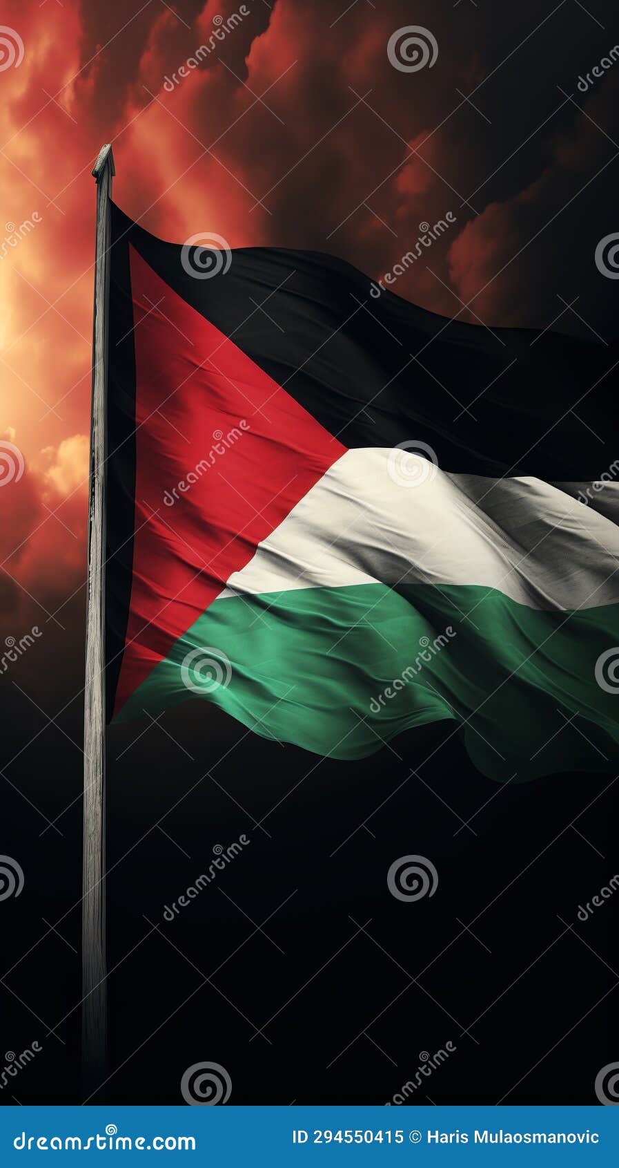 Palestine Flag Palestinian Flag on Dark Clouds - Ai Generated Stock ...
