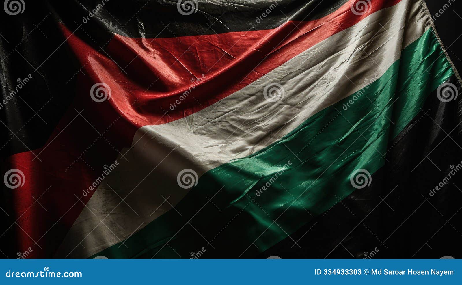 Palestine Flag Wave in Silk Cloth Wide View with Light Reflection Stock ...