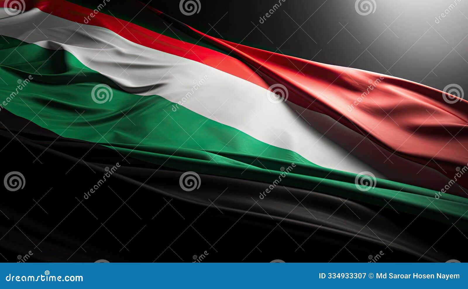 Palestine Flag Wave in Silk Cloth Wide View with Light Reflection Stock ...