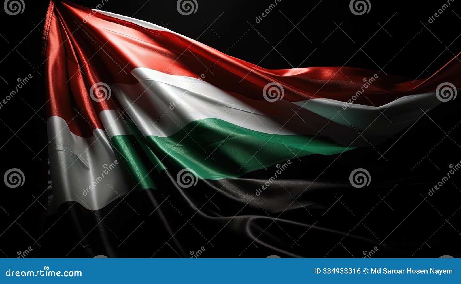 Palestine Flag Wave in Silk Cloth Wide View with Light Reflection Stock ...