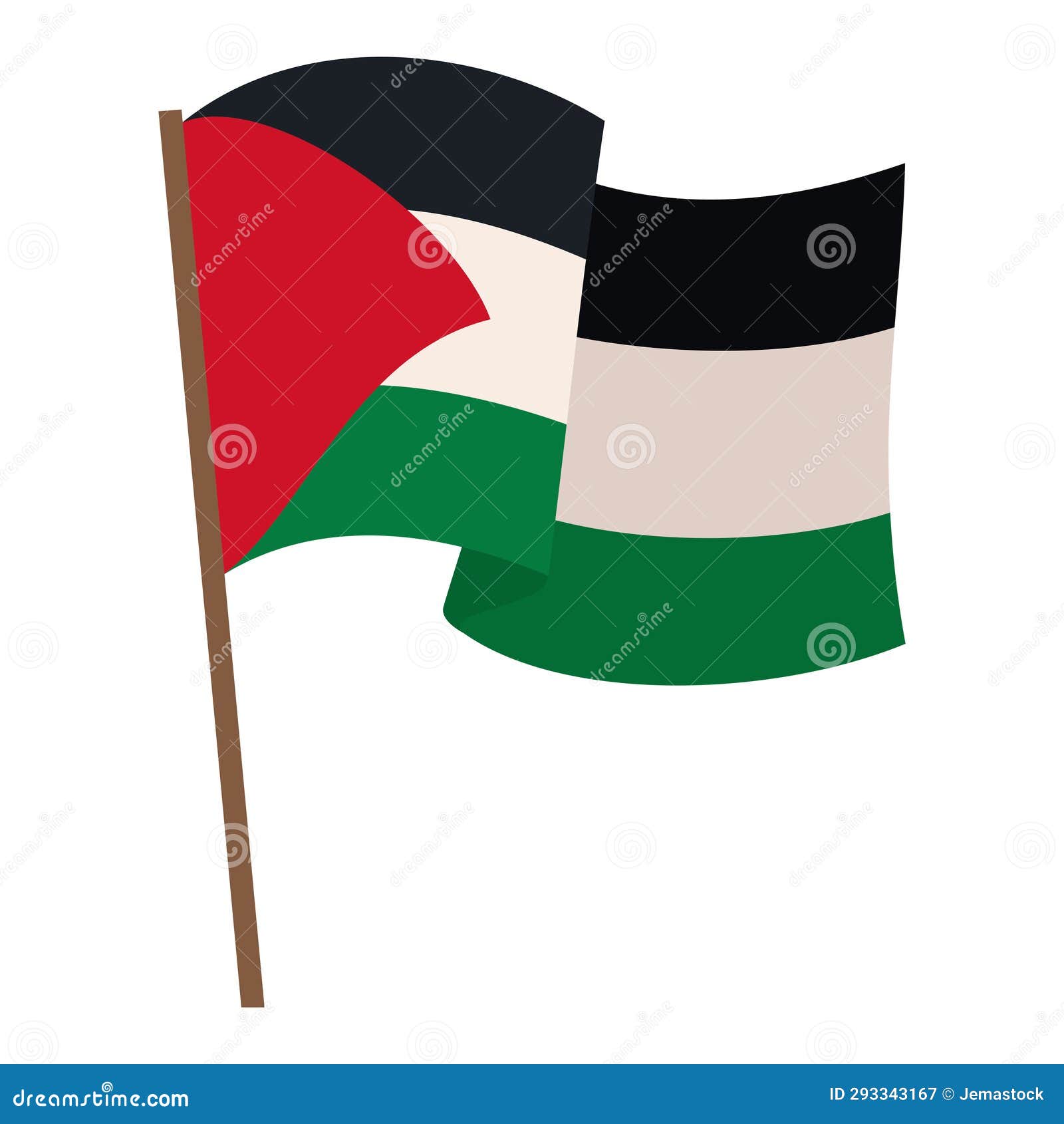 Palestine Flag Waving in Pole Stock Illustration - Illustration of ...