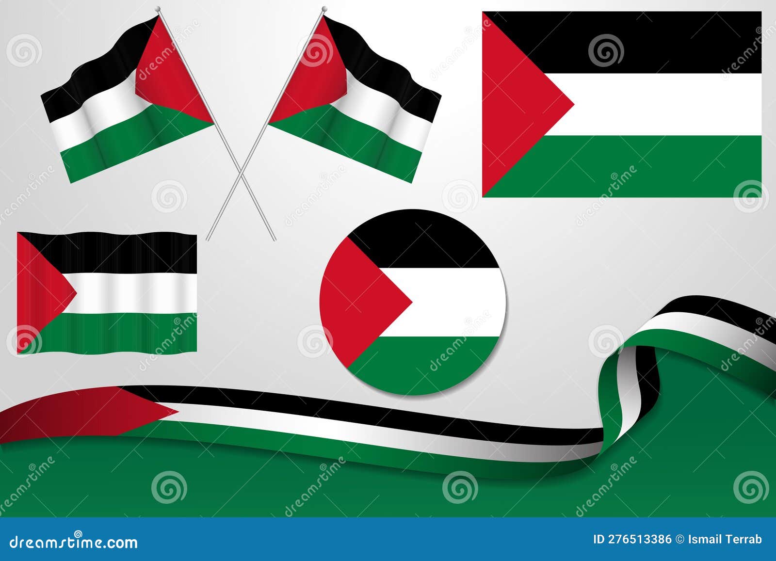 Set of Palestine Flags in Different Designs Stock Vector - Illustration ...