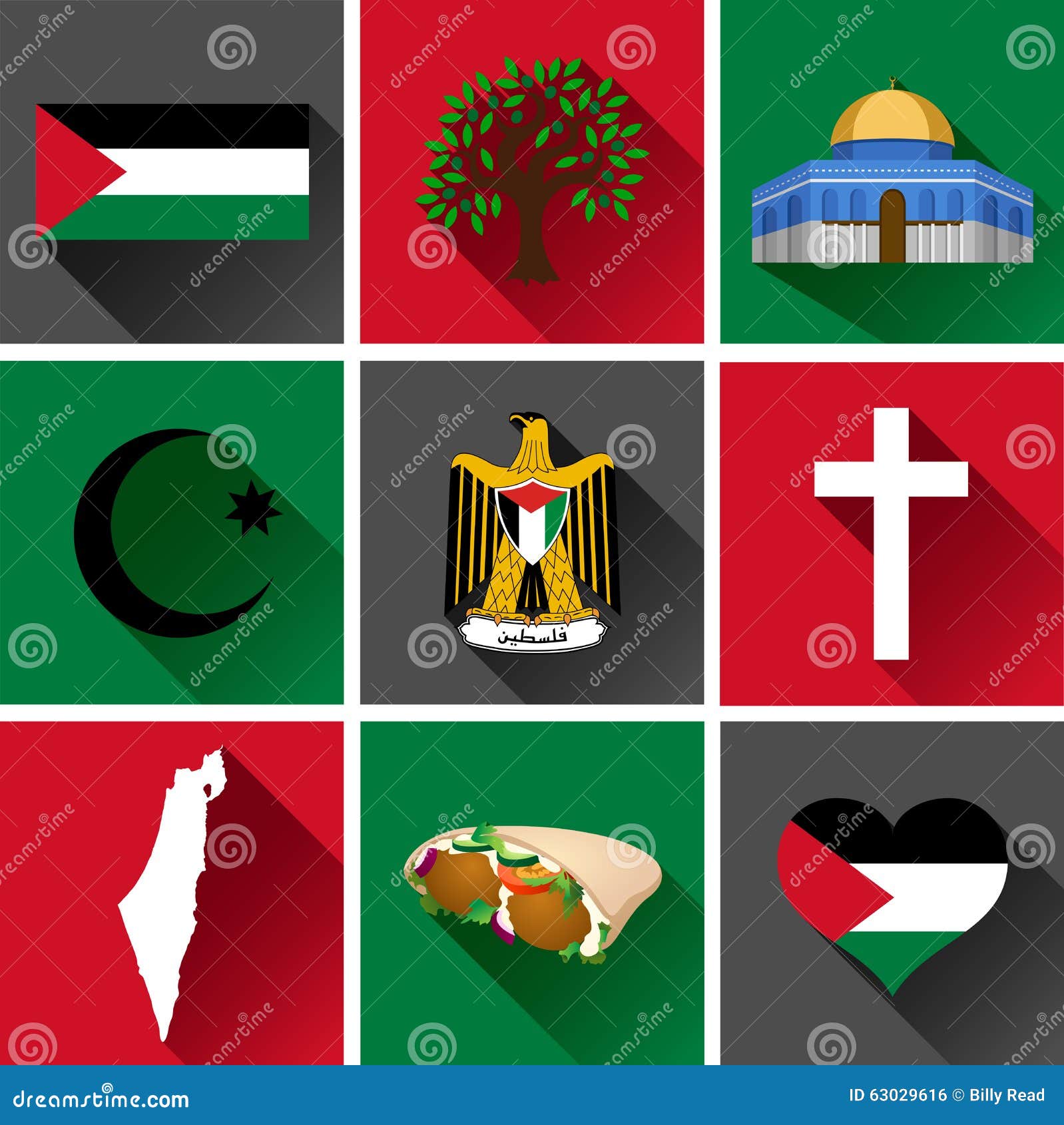 Palestine Flat Icon Set stock vector. Illustration of flag - 63029616