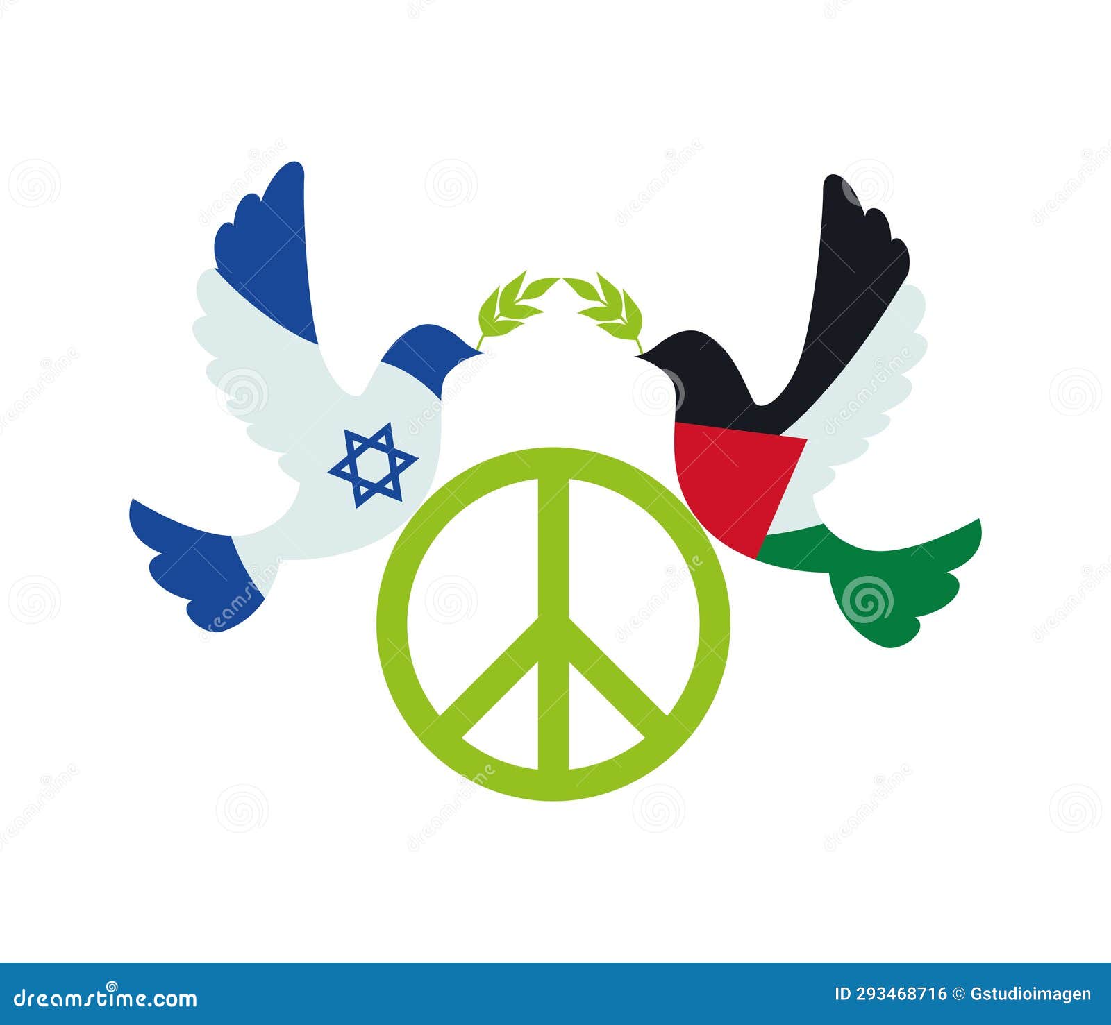 Palestine and Israel Flags in Peace Doves Stock Vector - Illustration ...