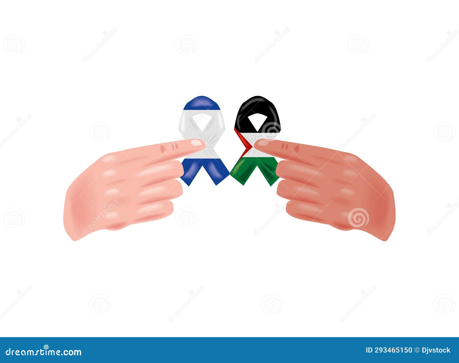 Palestine and Israel Flags in Ribbons with Hands Stock Vector ...