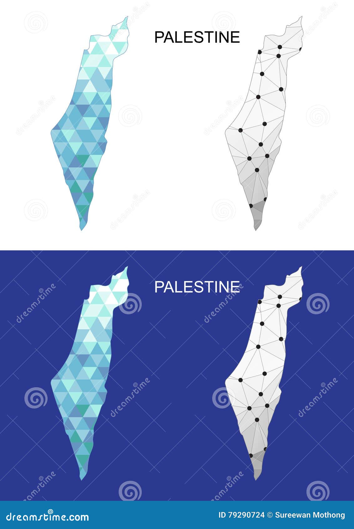 Palestine Map in Geometric Polygonal Style. Abstract Gems Triangle ...