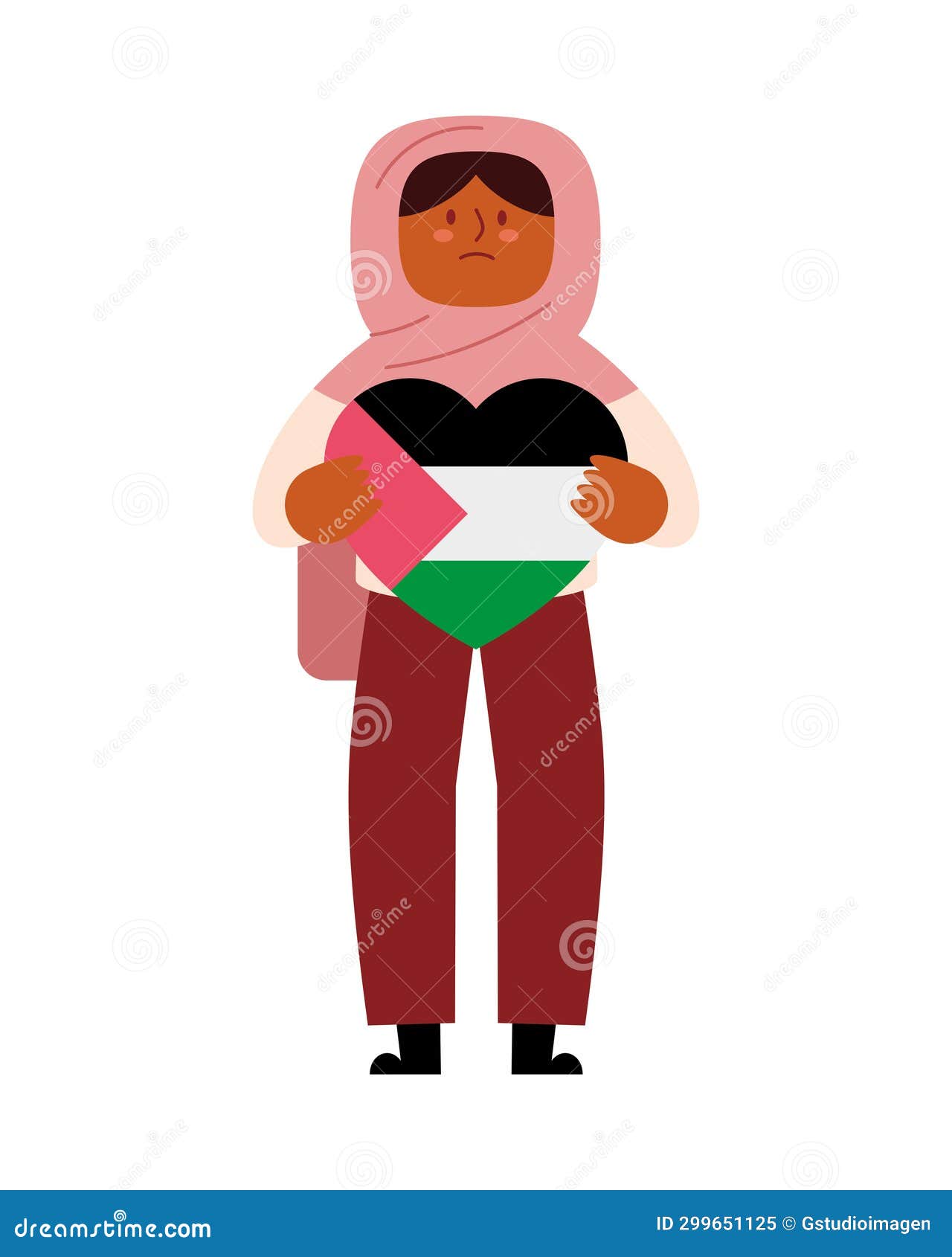 Palestine Save Woman With Flag Cartoon Vector | CartoonDealer.com ...
