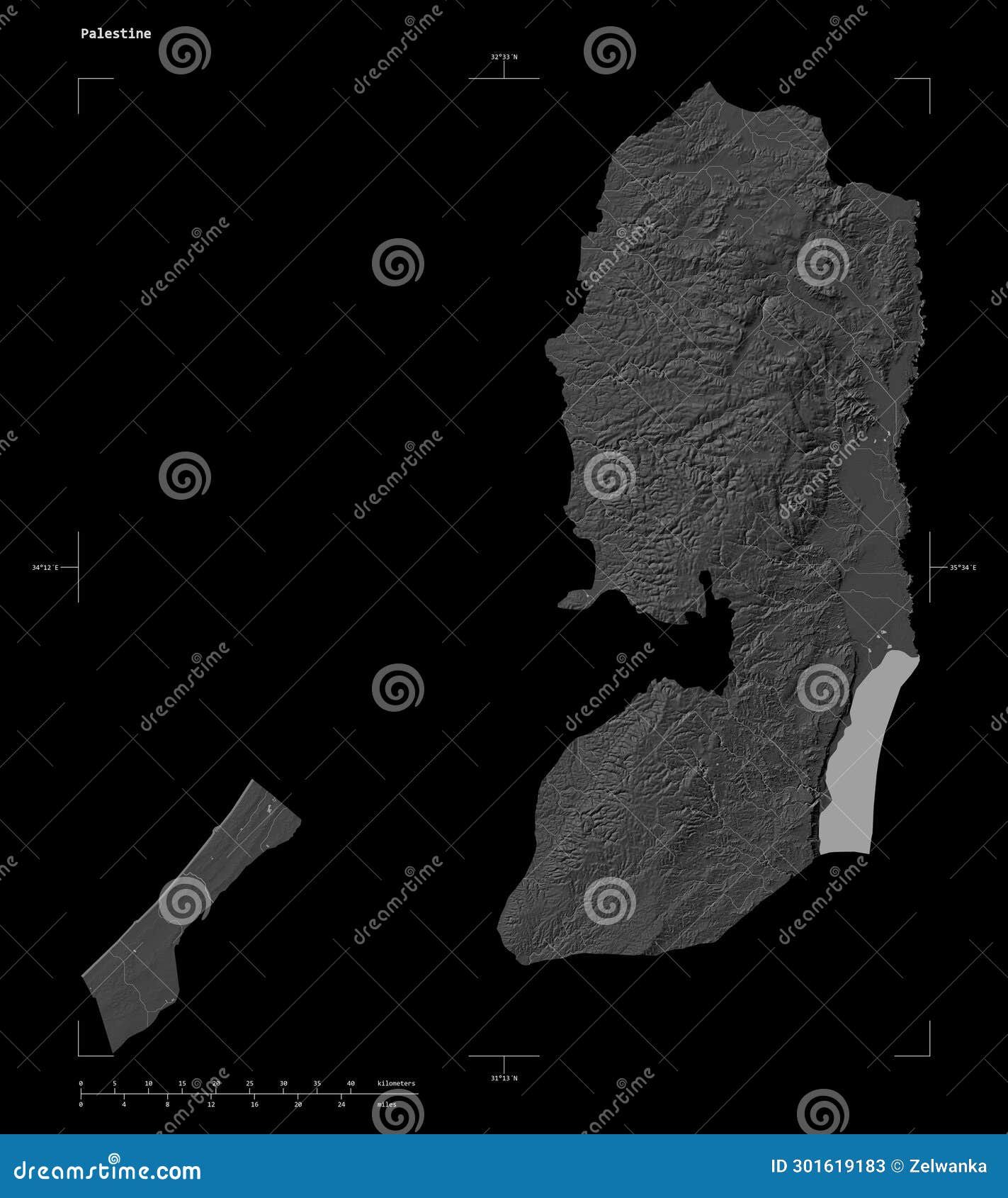 Palestine Shape on Black. Bilevel Stock Illustration - Illustration of ...