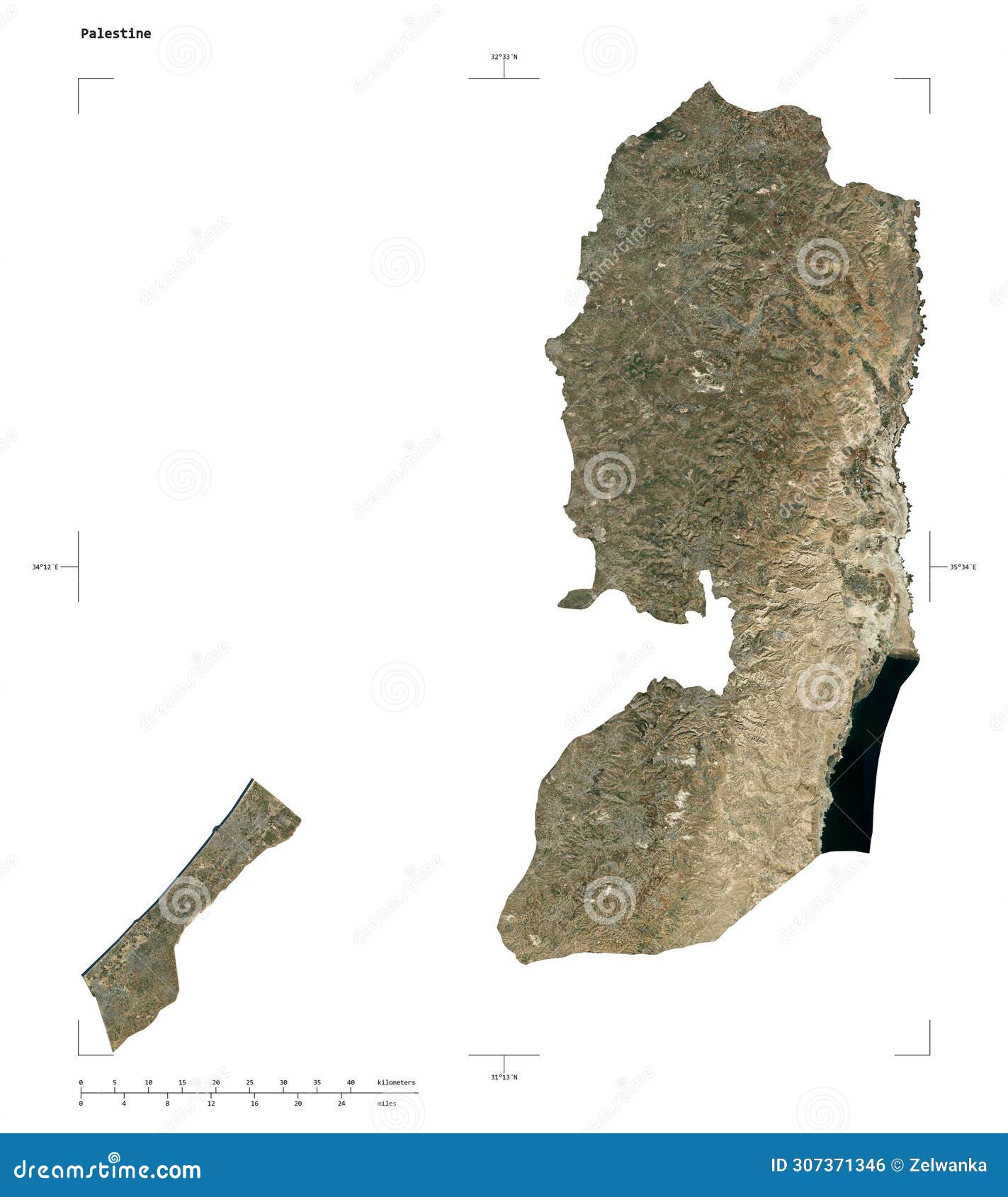 Palestine Shape on White. High-res Satellite Stock Illustration ...
