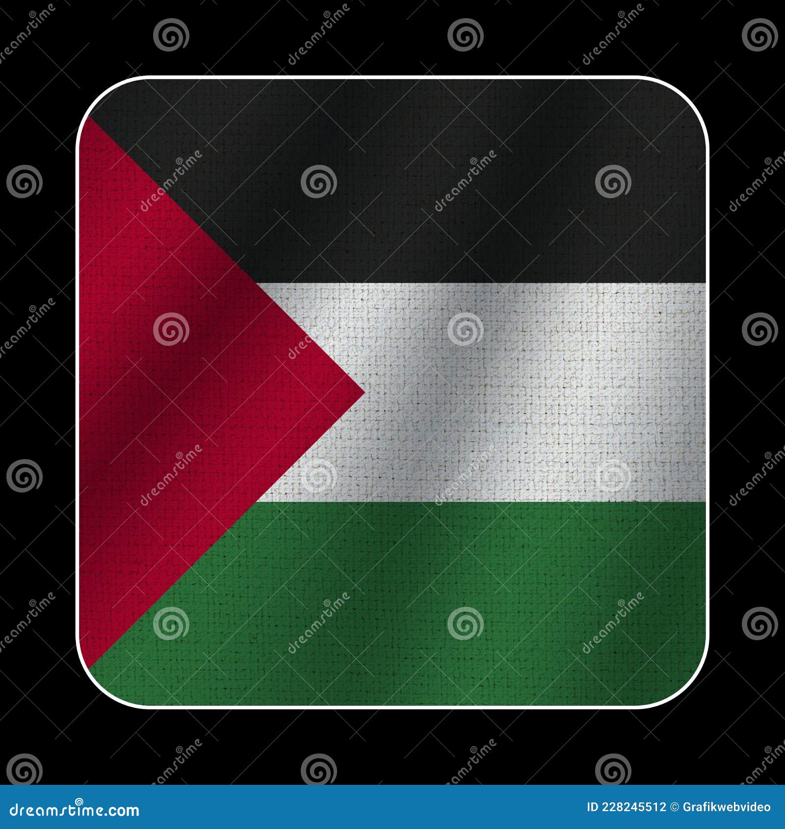 Palestine Square Flag, Fabric Pattern Texture, Black Background, 3D ...