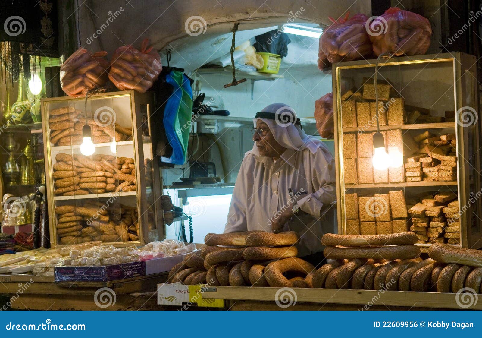 Palestinian bread seller editorial photo. Image of food - 22609956