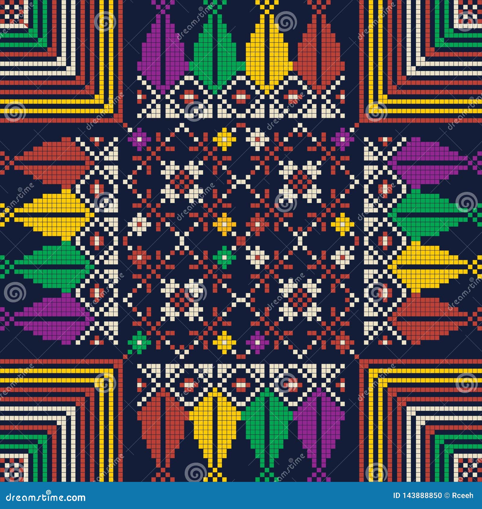 Palestinian Embroidery Pattern Stock Vector - Illustration of jordan ...