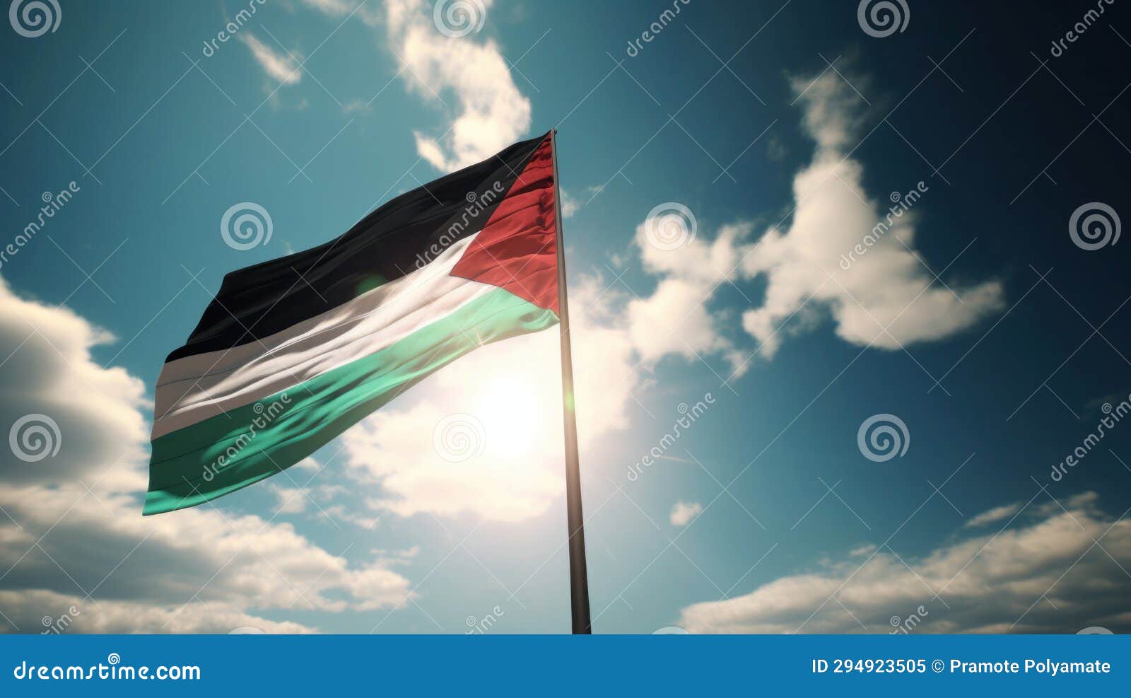 A Palestinian Flag on the Blue Sky Stock Image - Image of freedom, lone ...