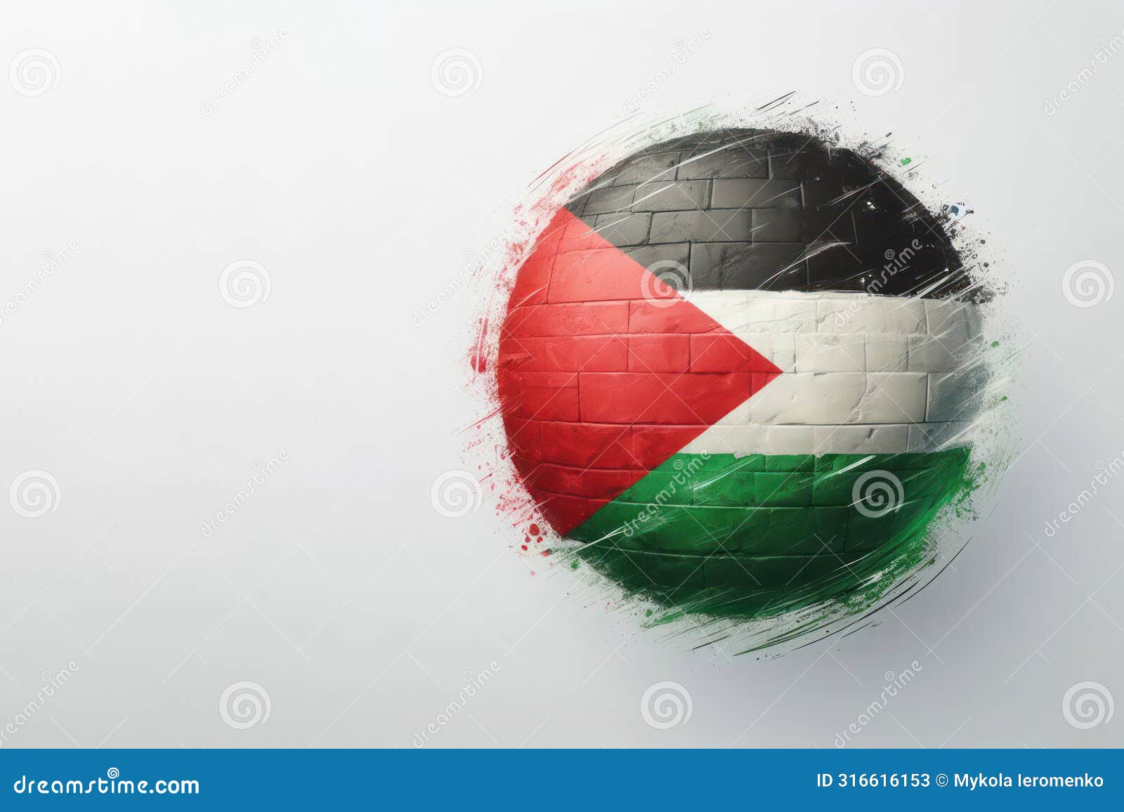 Palestinian Flag in the Form of a Circle on a Light Background. Space ...