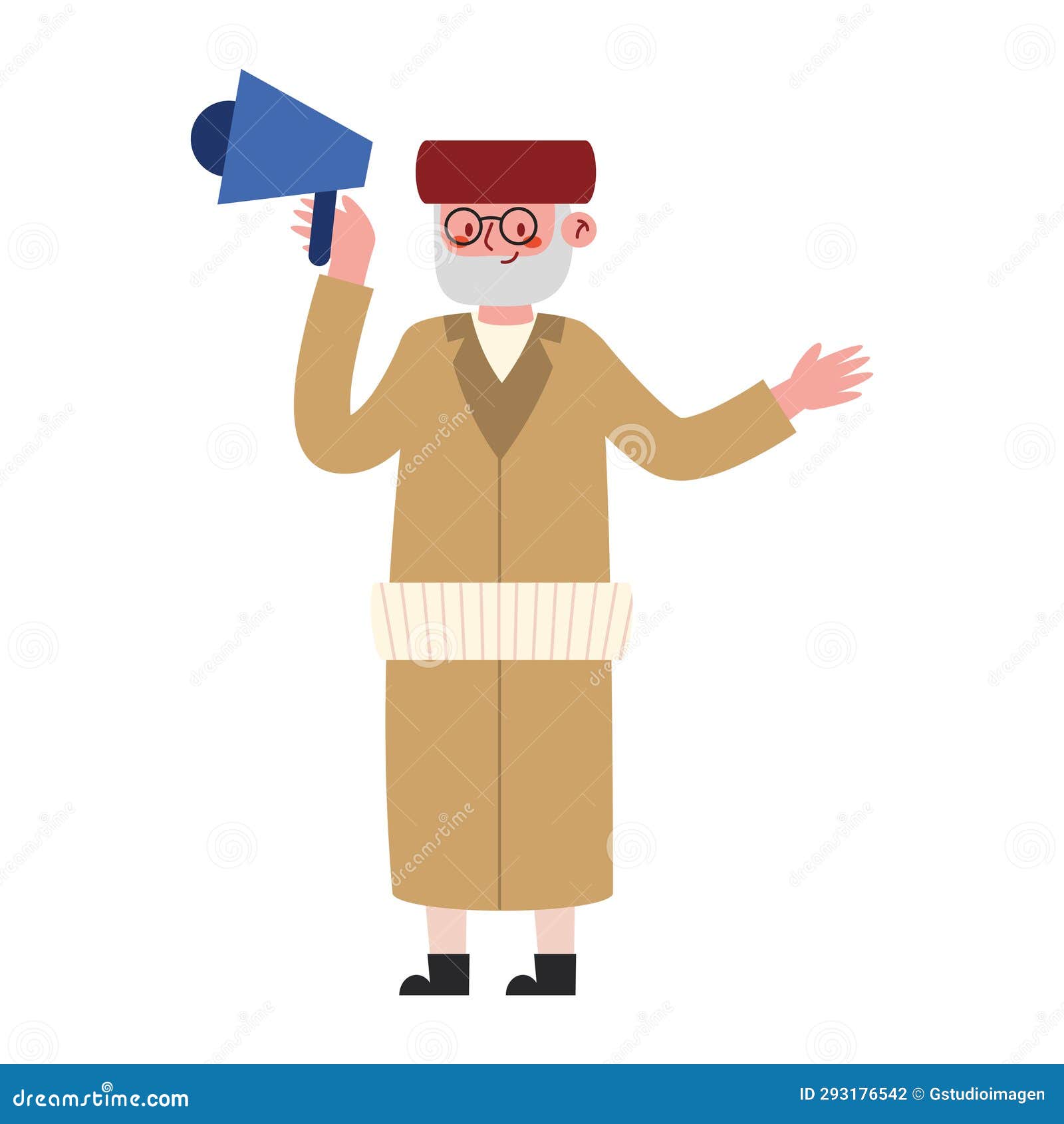 Palestinian Old Man with Megaphone Stock Vector - Illustration of ...