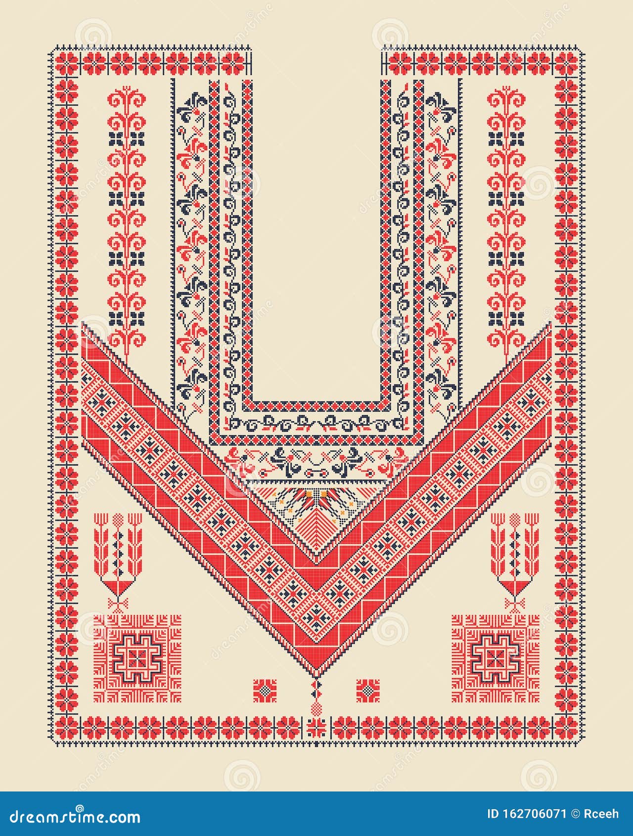 Palestinian Tatreez Pattern Stock Vector - Illustration of embroidered ...