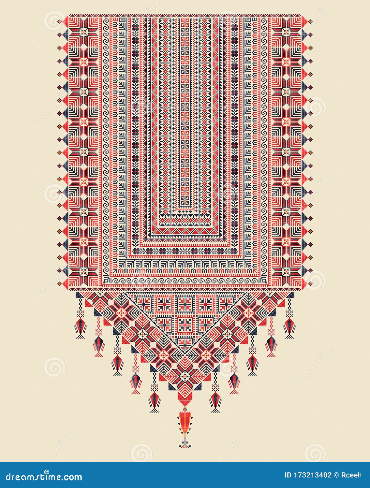 Palestinian Tatreez Pattern Stock Vector - Illustration of decor, motif ...