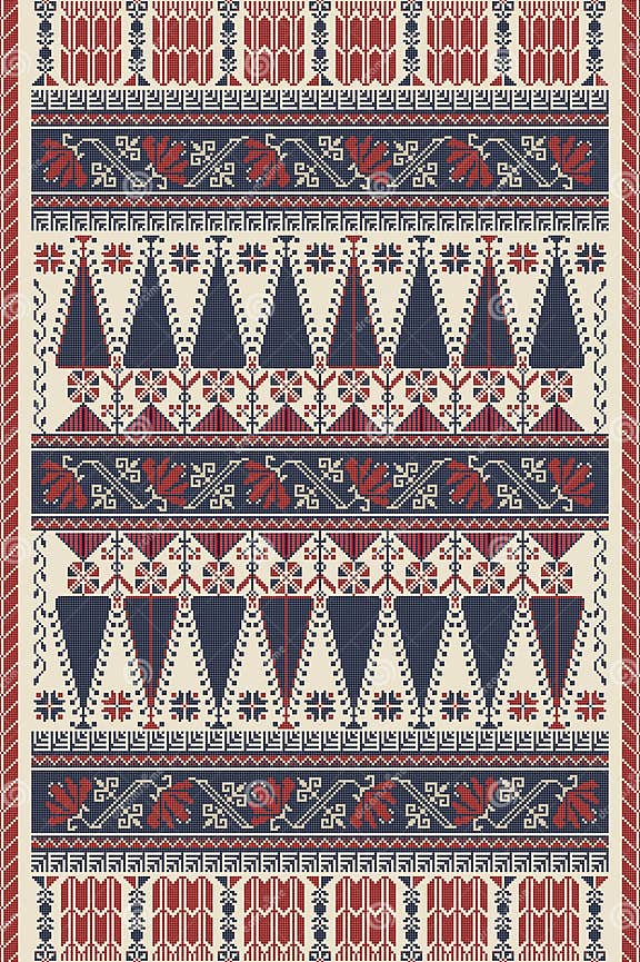 Palestinian Tatreez, Template Pattern 1 Stock Illustration ...