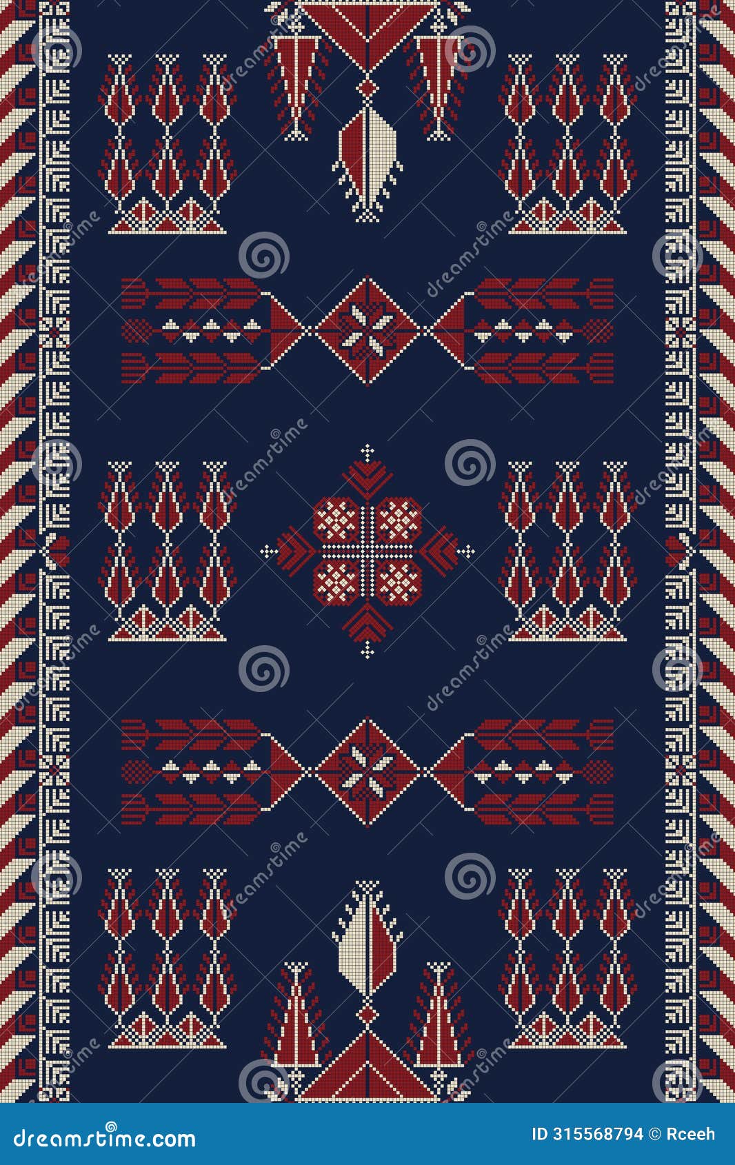 Palestinian Tatreez, Template Pattern 3 Stock Illustration ...