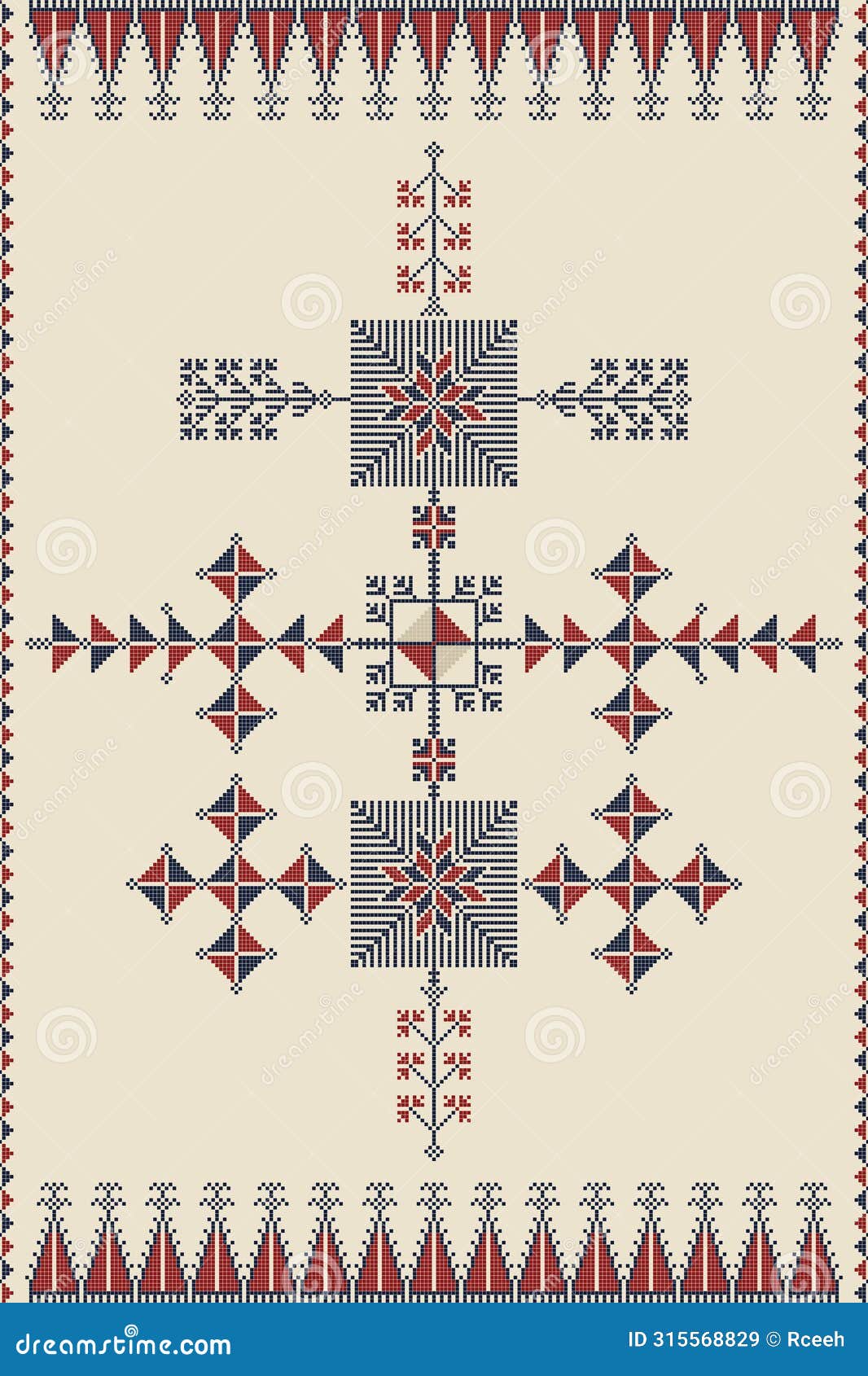 Palestinian Tatreez, Template Pattern 6 Stock Illustration ...