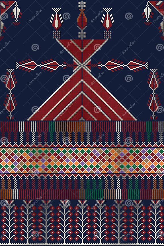 Palestinian Tatreez, Template Pattern 8 Stock Vector - Illustration of ...