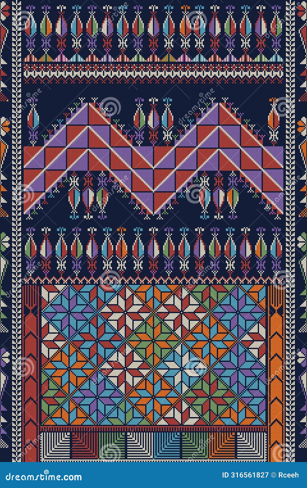 Palestinian Tatreez, Template Pattern 15 Stock Vector - Illustration of ...