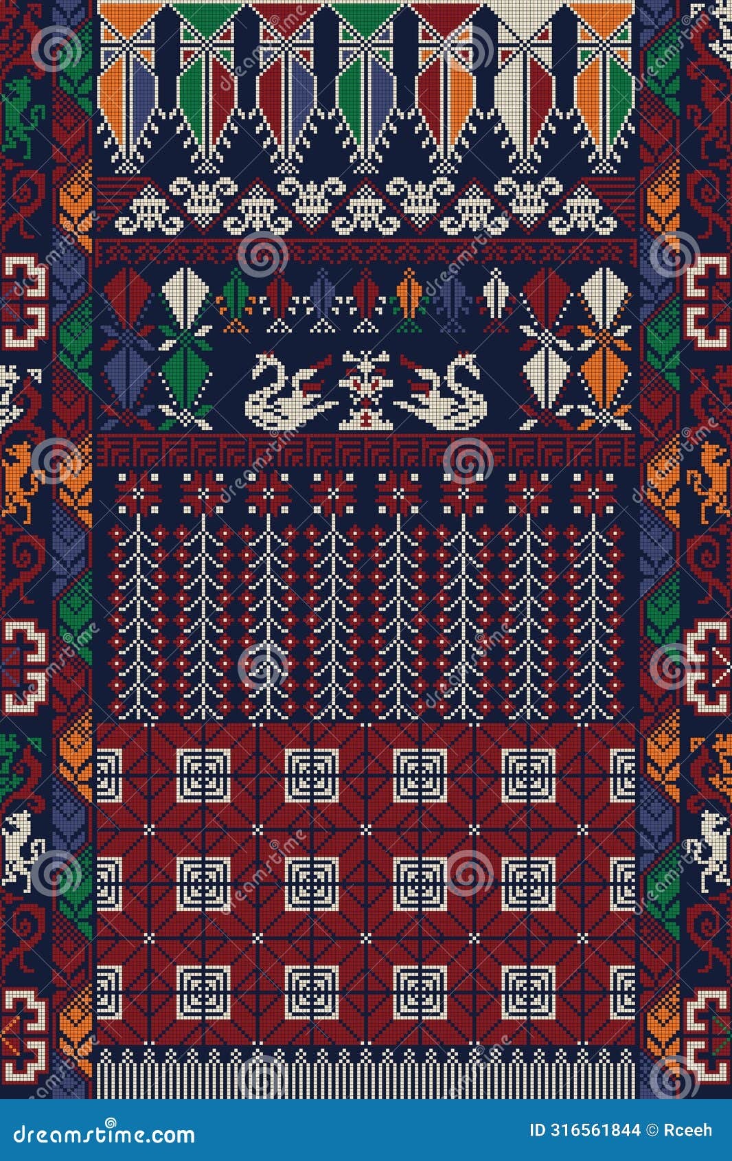 Palestinian Tatreez, Template Pattern 16 Stock Vector - Illustration of ...