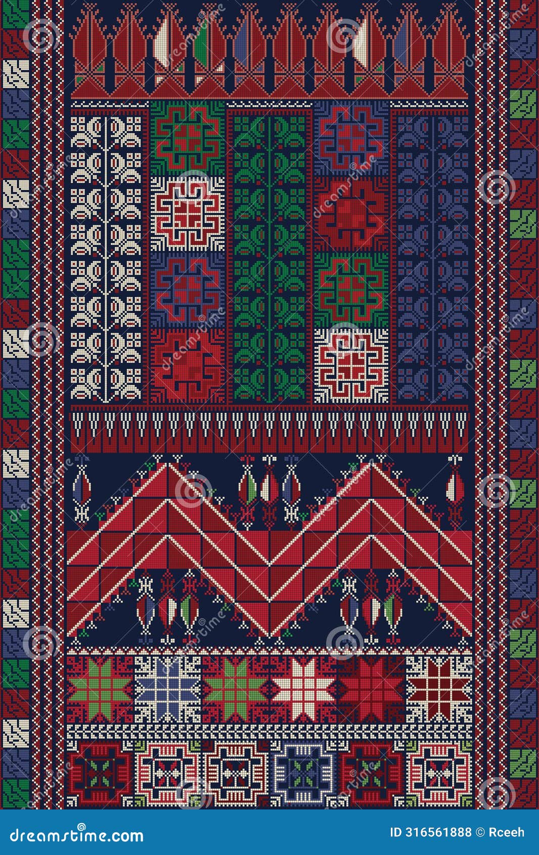 Palestinian Tatreez, Template Pattern 18 Stock Vector - Illustration of ...