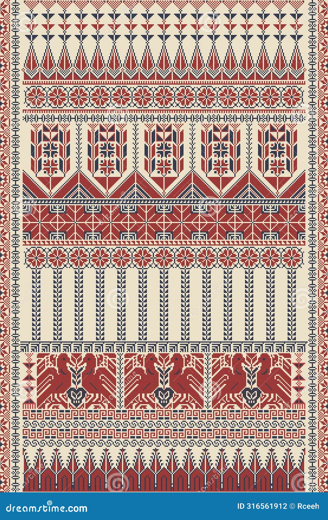 Palestinian Tatreez, Template Pattern 19 Stock Vector - Illustration of ...