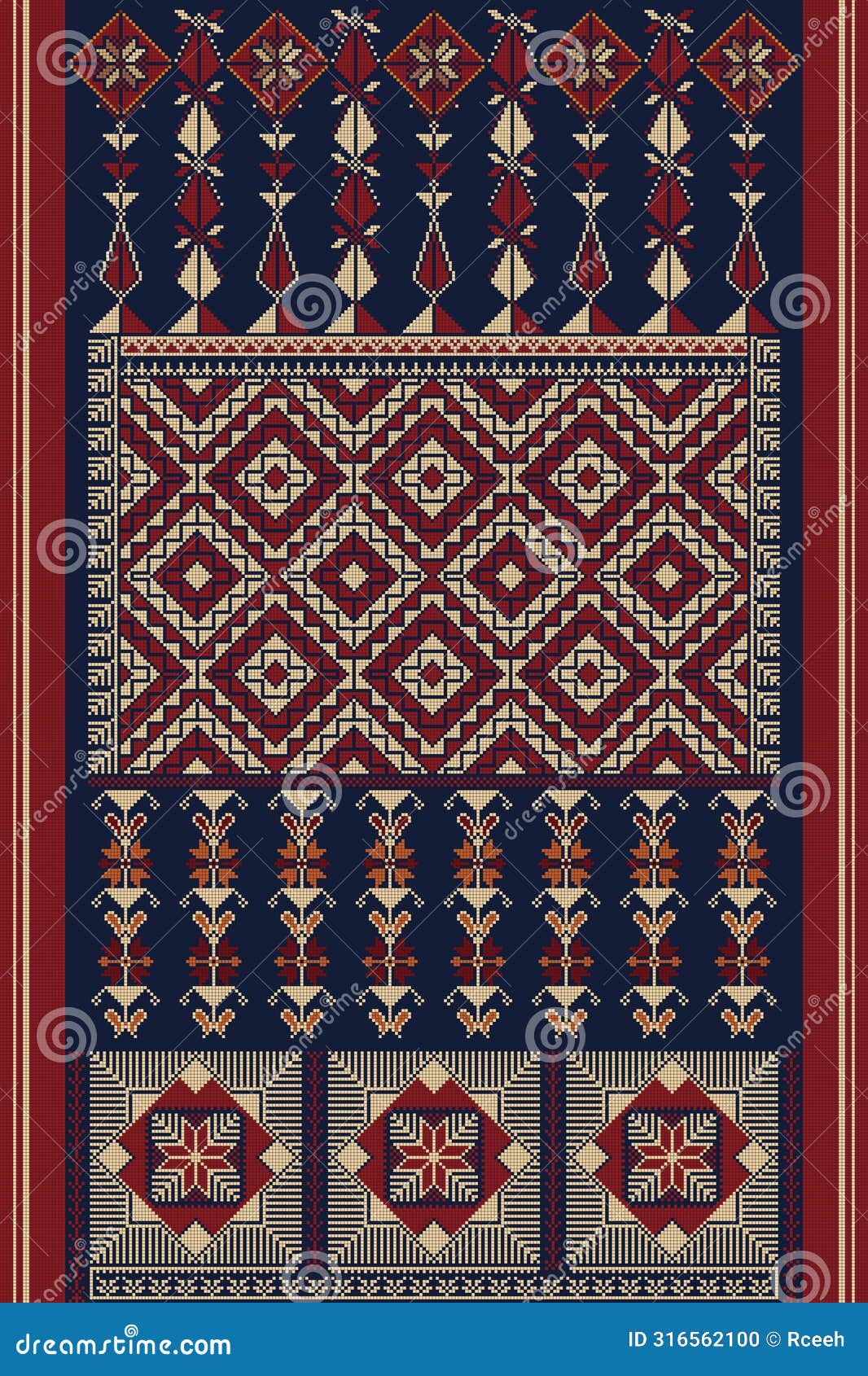 Palestinian Tatreez, Template Pattern 27 Stock Vector - Illustration of ...