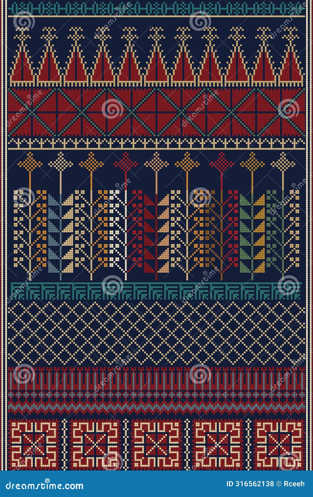 Palestinian Tatreez, Template Pattern 29 Stock Vector - Illustration of ...