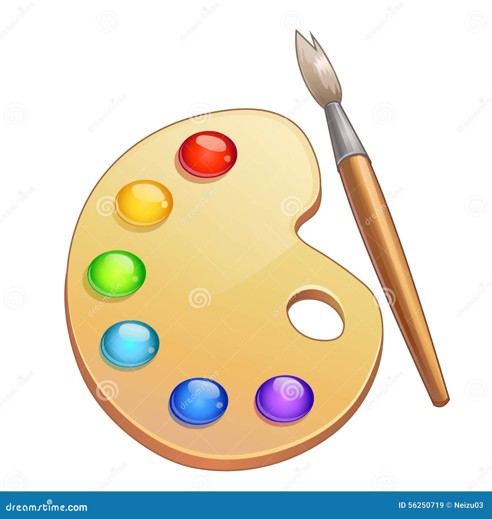 Paleta Y Brocha De La Acuarela Stock de ilustración - Ilustración de ...