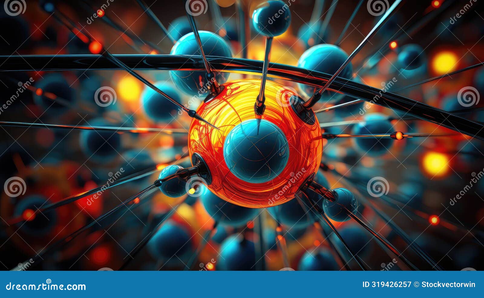 Composition Of Air. Gas Structure Educational Scheme, 3d Rendering ...