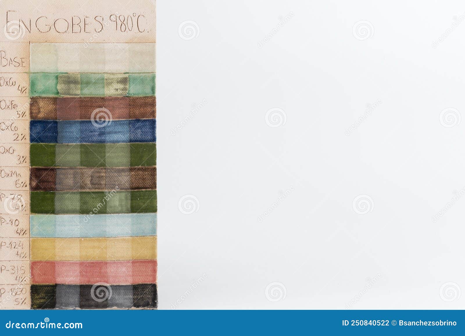 Palette for Ceramic Engobes, Table of Shades and Colors Stock Photo ...