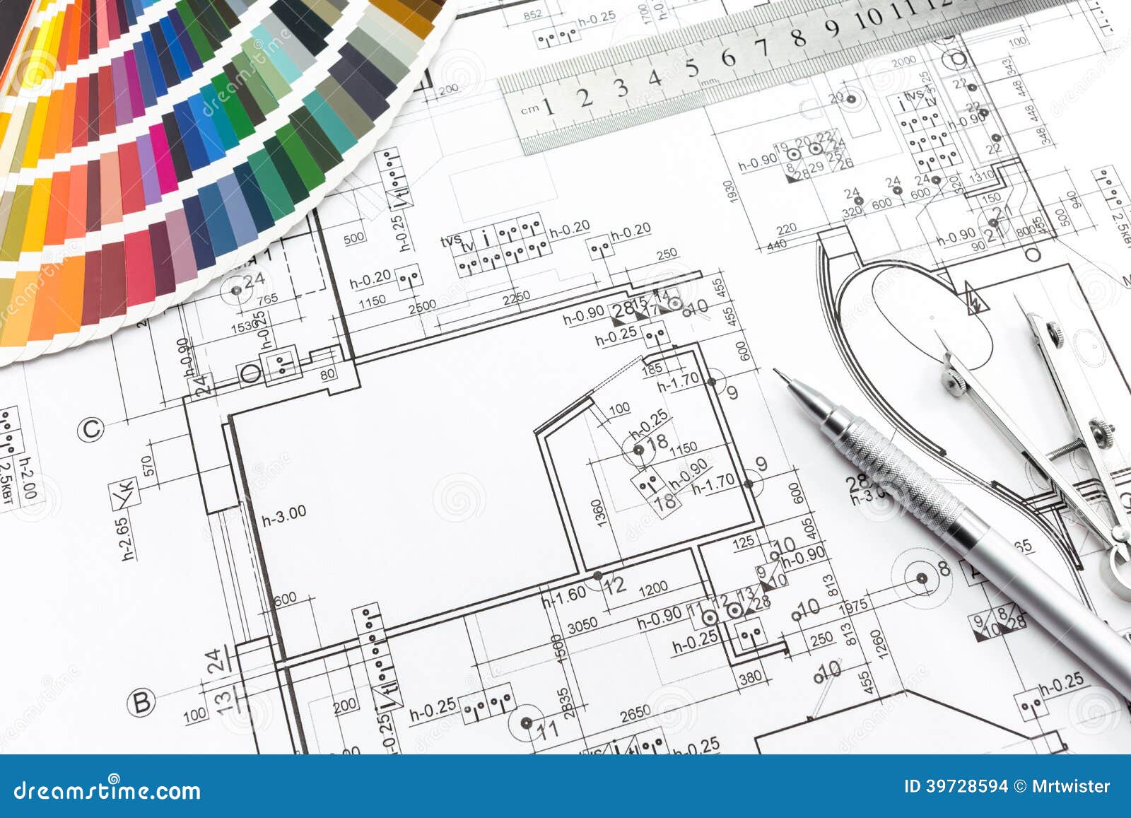 Palette of colors and plan stock photo. Image of industry - 39728594