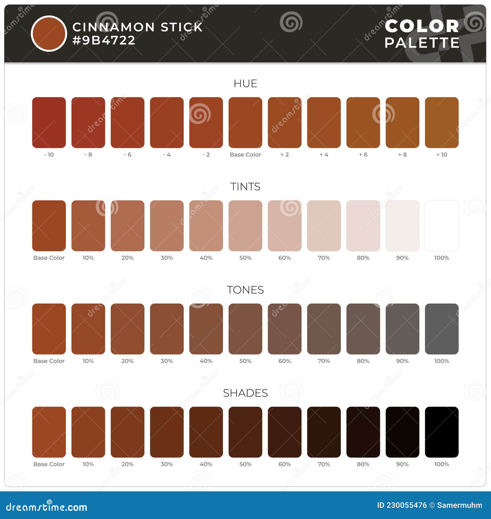 Palette De Couleurs Cannelle Pour Le Textile. Teintes Teintes Et ...
