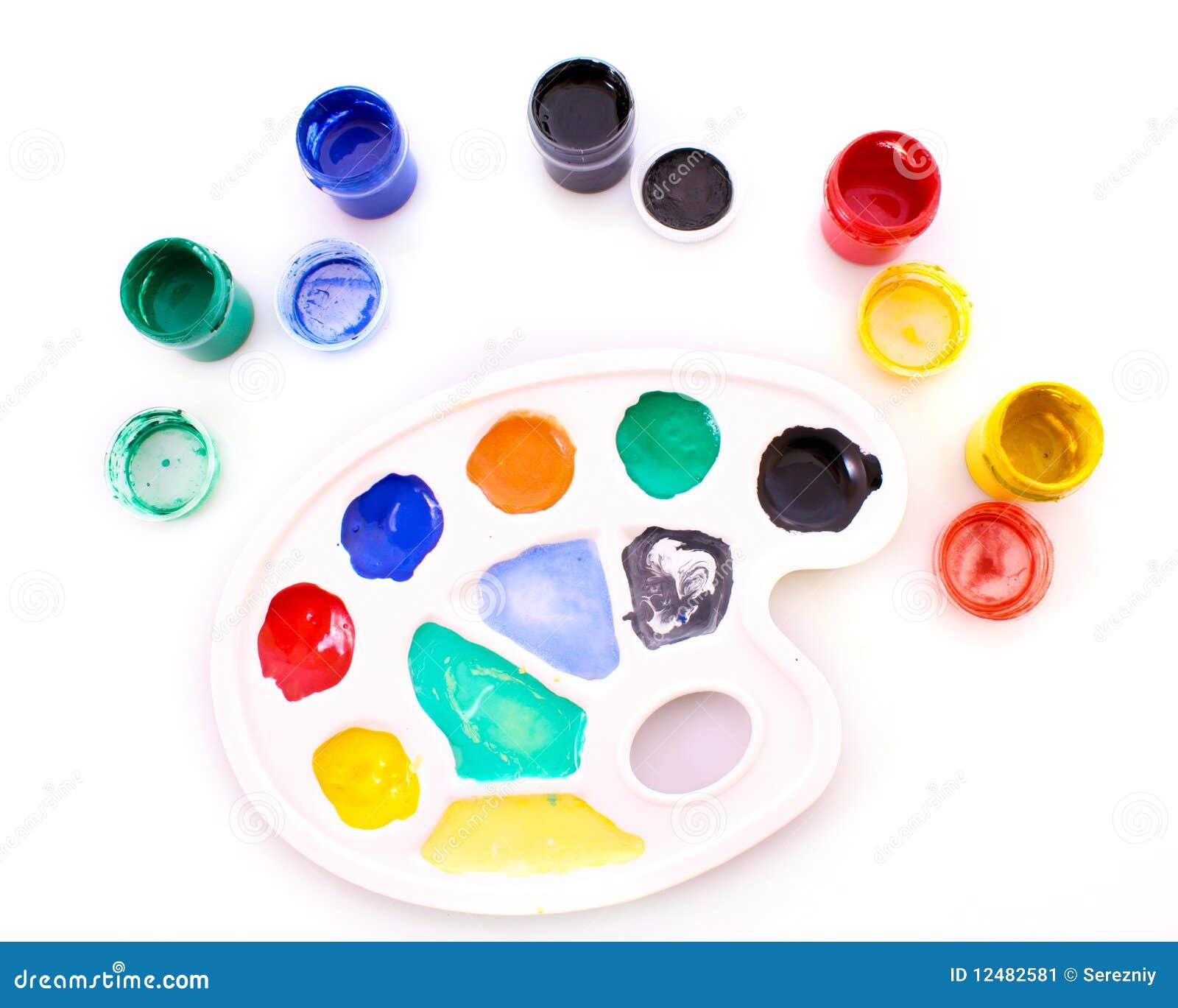 Palette with Different Colors Isolated Stock Image - Image of paintings ...