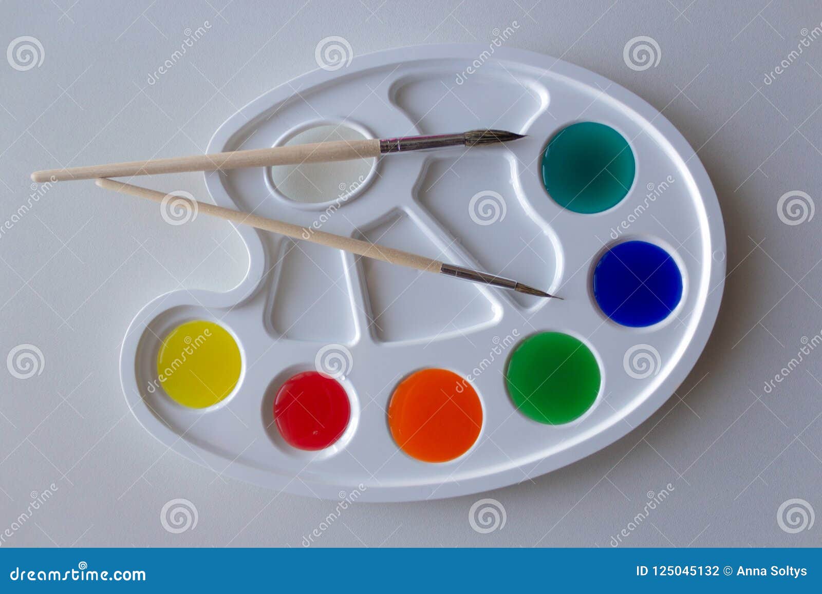 Palette with Diluted Paints Stock Photo - Image of artistic, supplies ...