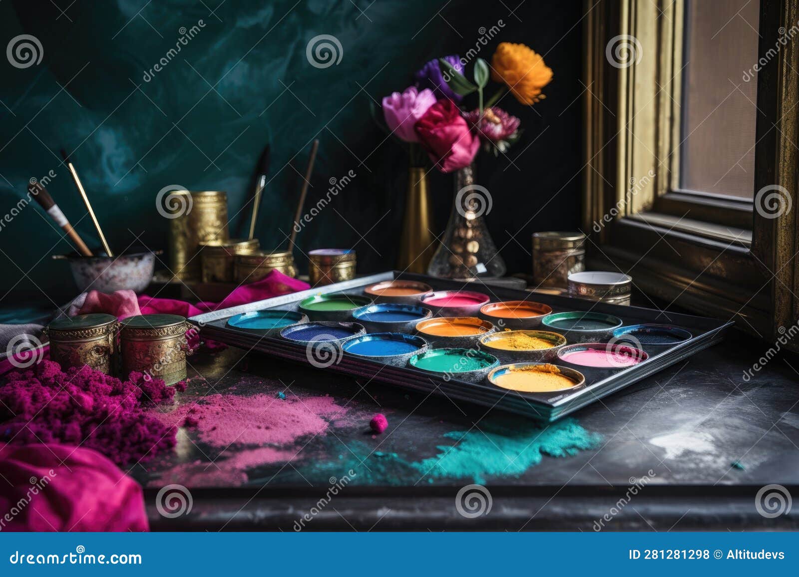 Palette Full of Bold and Daring Colors for a Dramatic Look Stock ...
