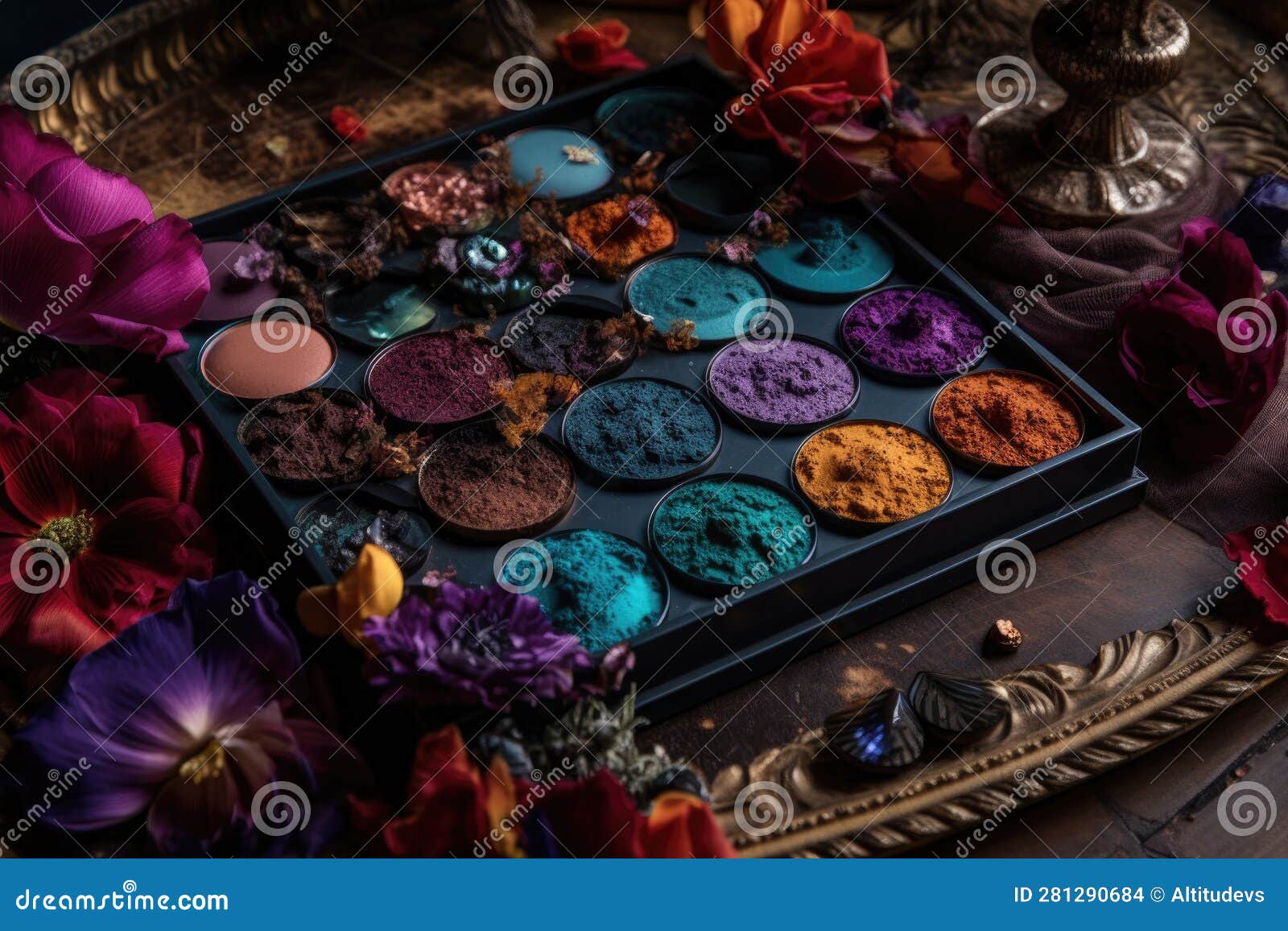 Palette Full of Bold and Daring Colors for a Dramatic Look Stock ...
