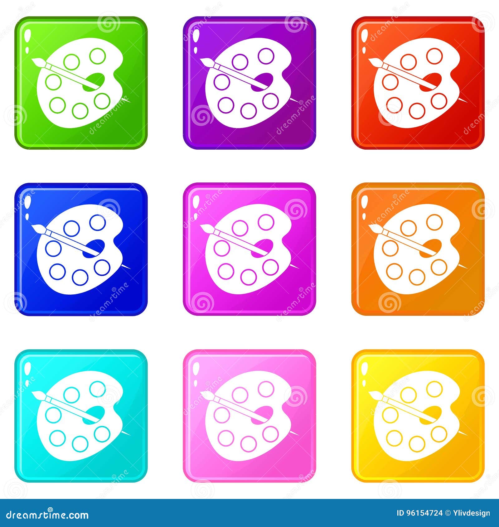 Palette icons 9 set stock vector. Illustration of draw - 96154724