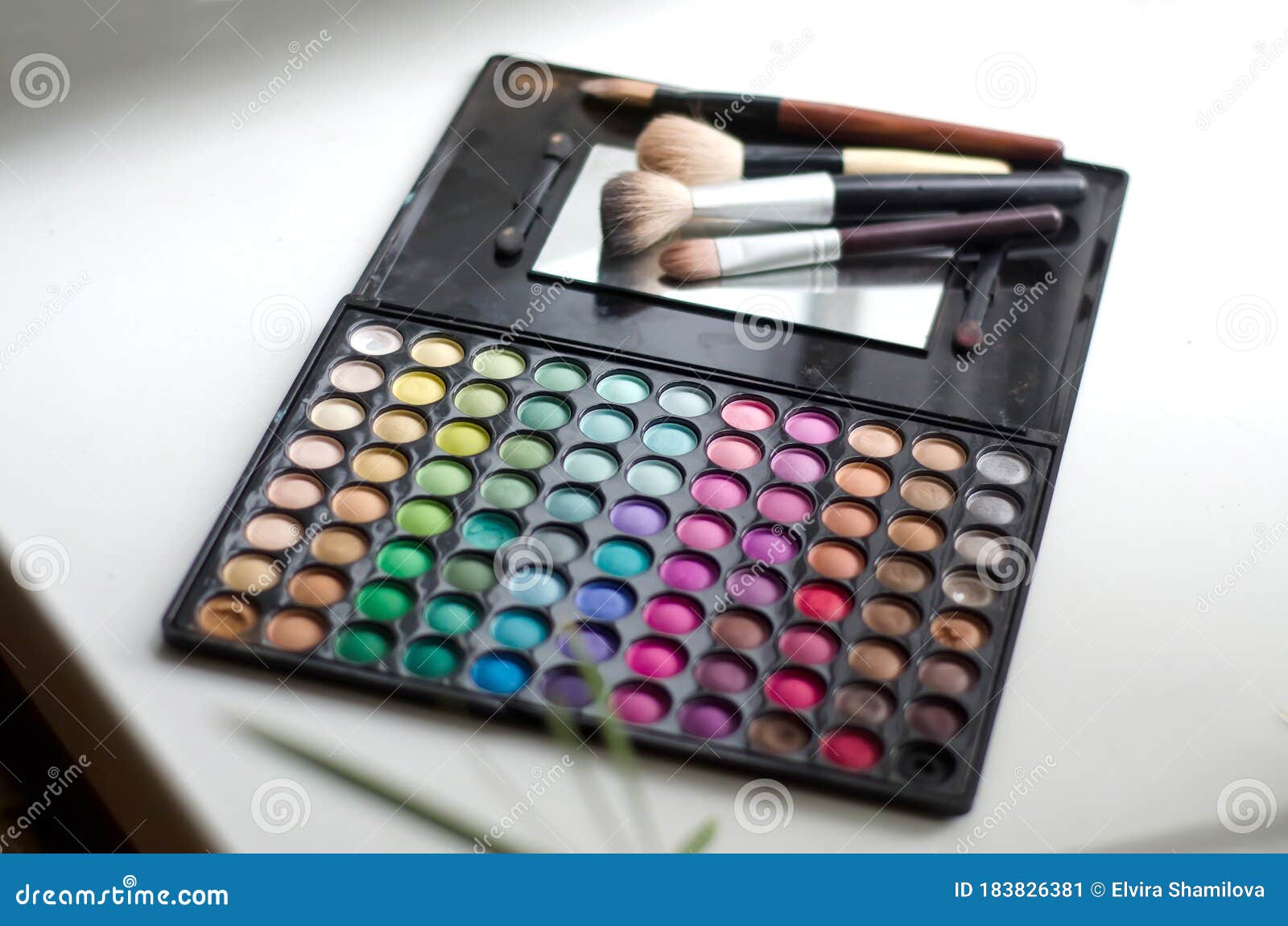 Palette with Multi-colored Eye Shadow Stock Image - Image of girl ...