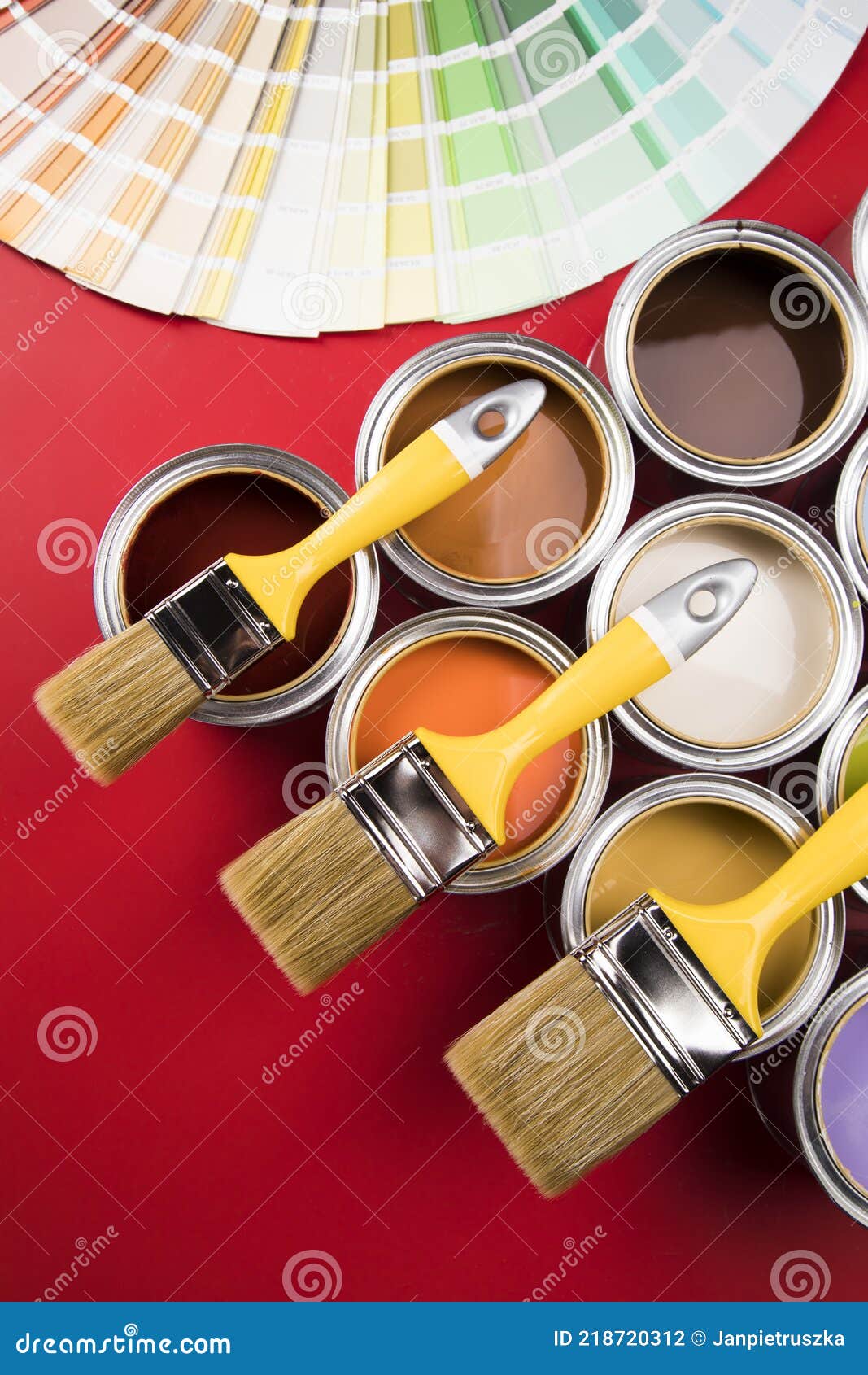 Palette of Paint Samples and Paintbrush Stock Photo - Image of color ...