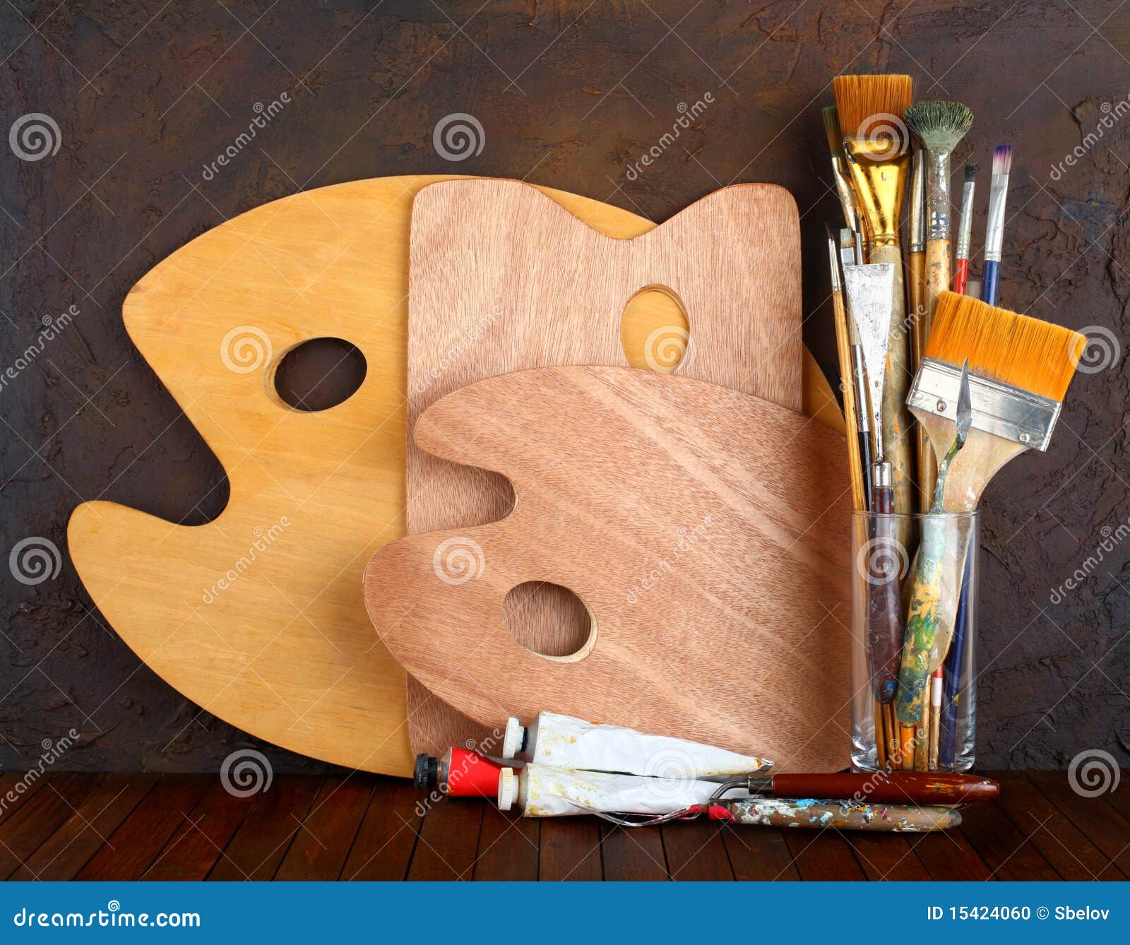 Palette with paintbrush stock photo. Image of antique - 15424060