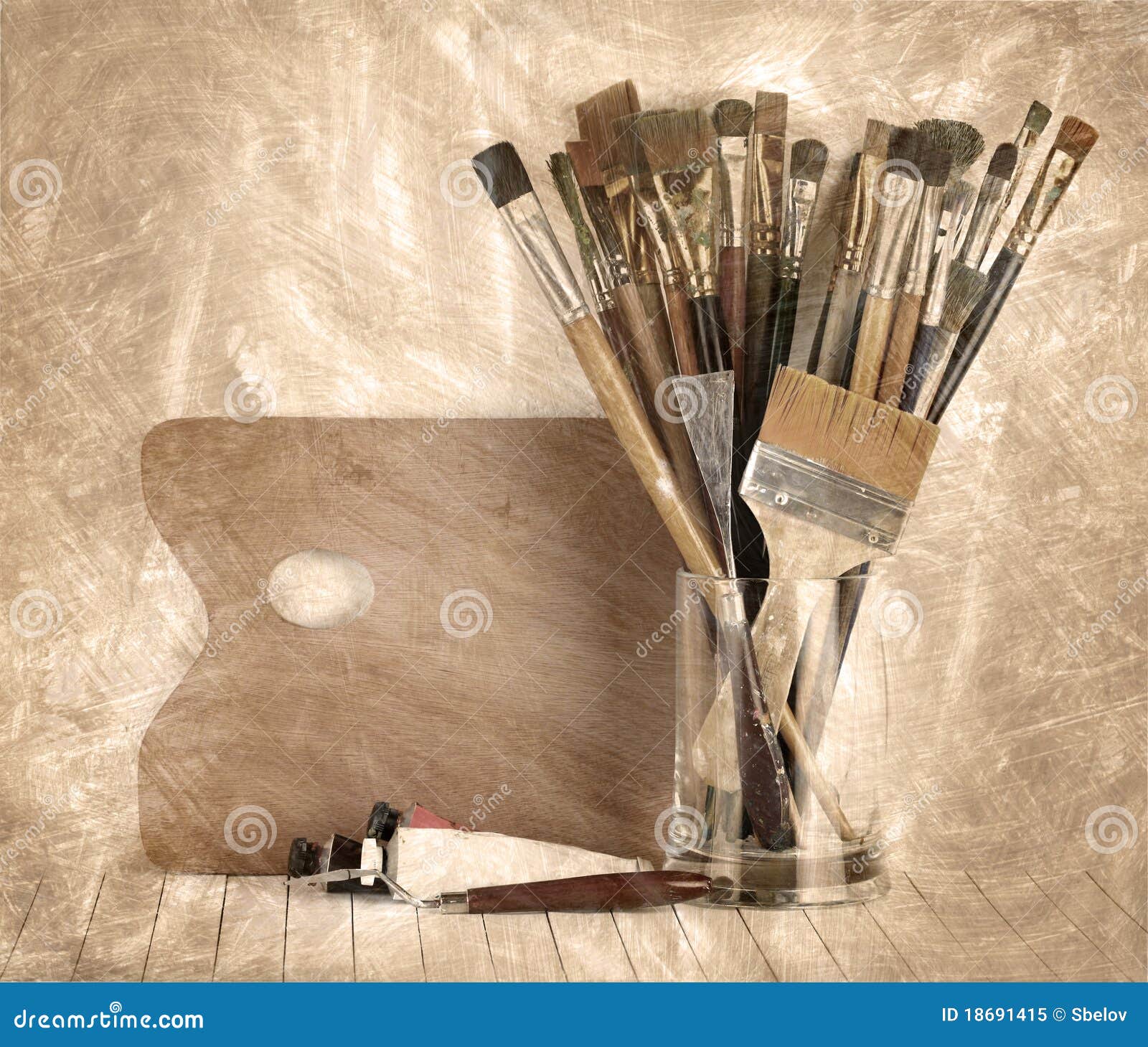 Palette with paintbrush stock image. Image of interior - 18691415