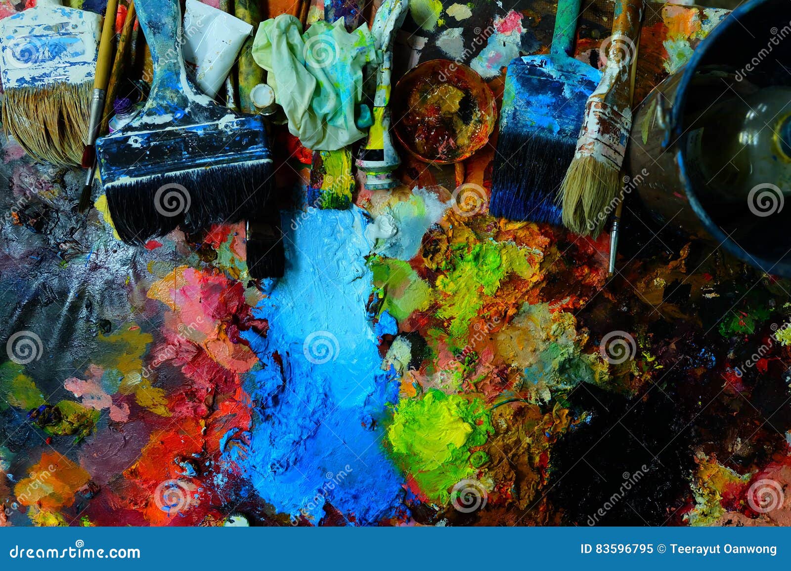 Palette and paintbrush . stock image. Image of palette - 83596795
